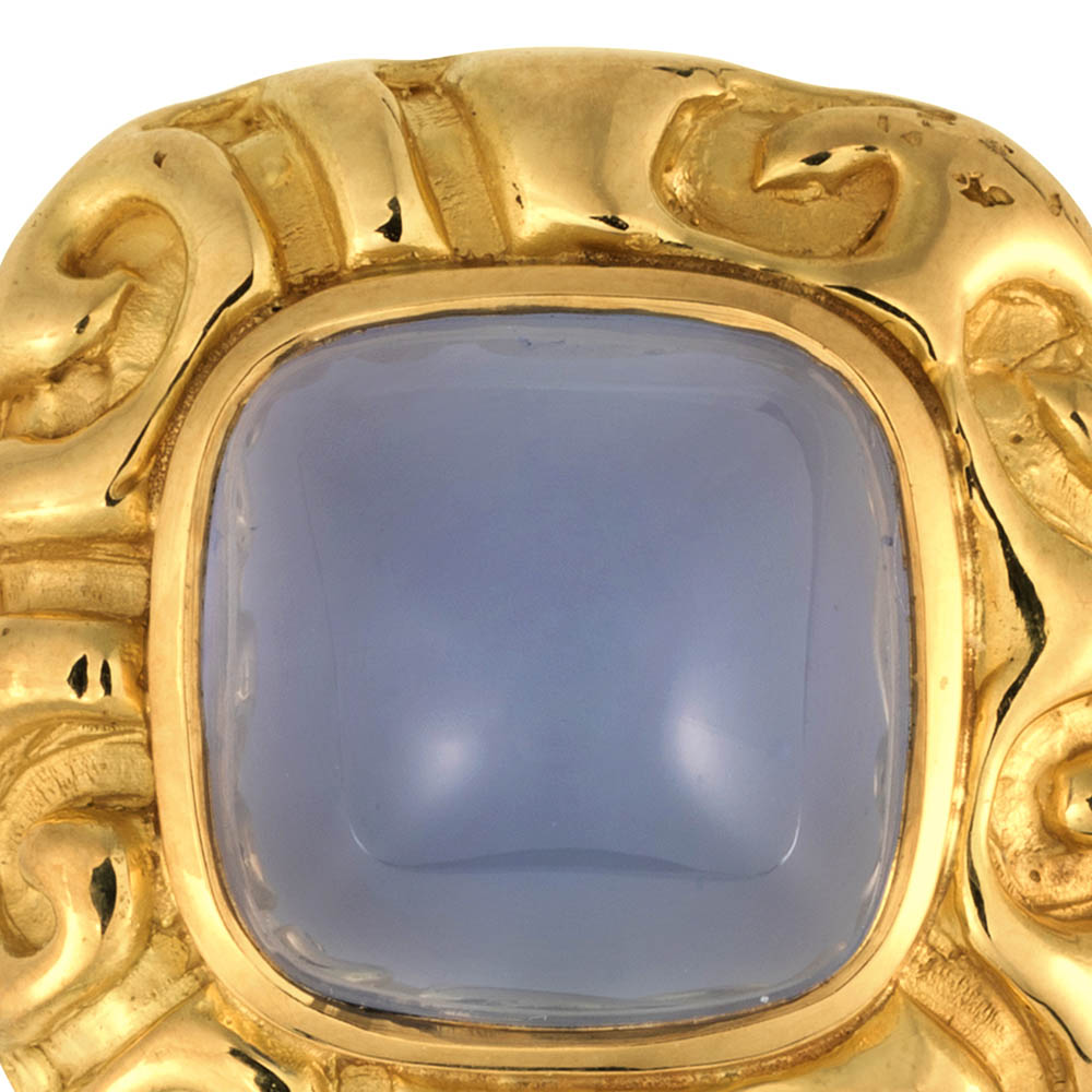 Chalcedony Molten Gold Earrings - Elizabeth Gage