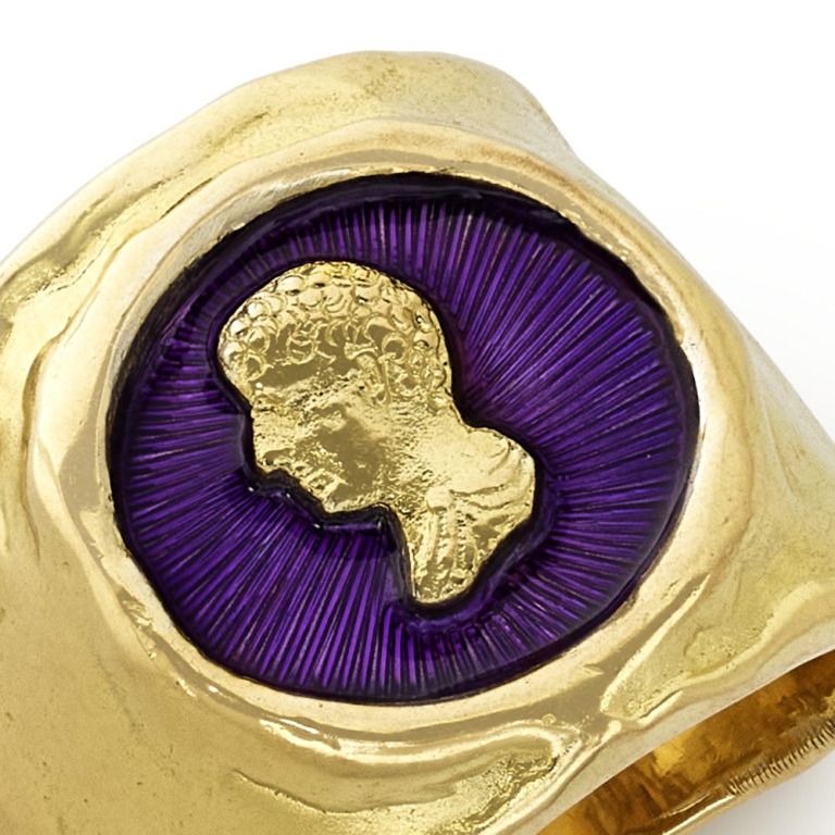 Caesar Cameo Molten Gold Ring - Elizabeth Gage